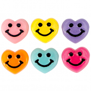 Hjertperler i acryl med smileys i fargeblanding - by Fie